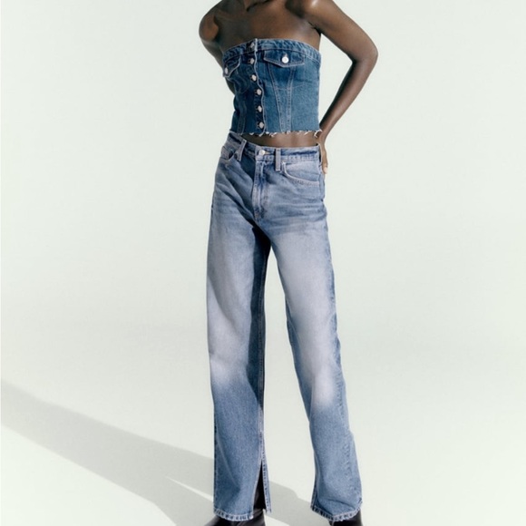 Zara | Tops | Nwt Zara Denim Corset Top | Poshmark